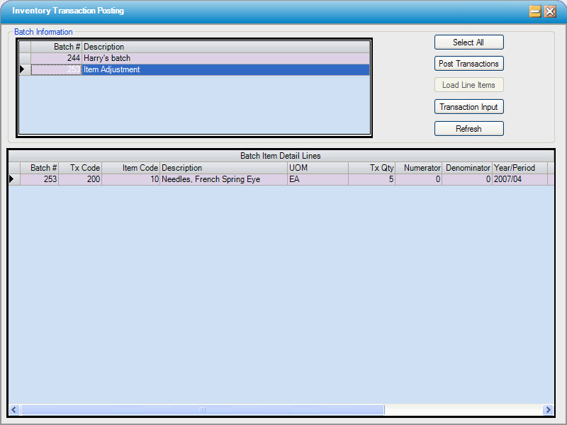 Inventory Transaction Posting