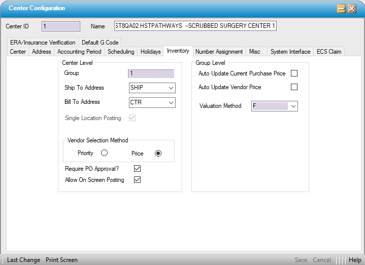 Inventory Configuration